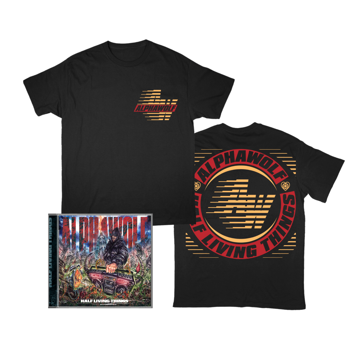 Alpha Wolf - Half Living Things Tee + CD Bundle – Greyscale Records